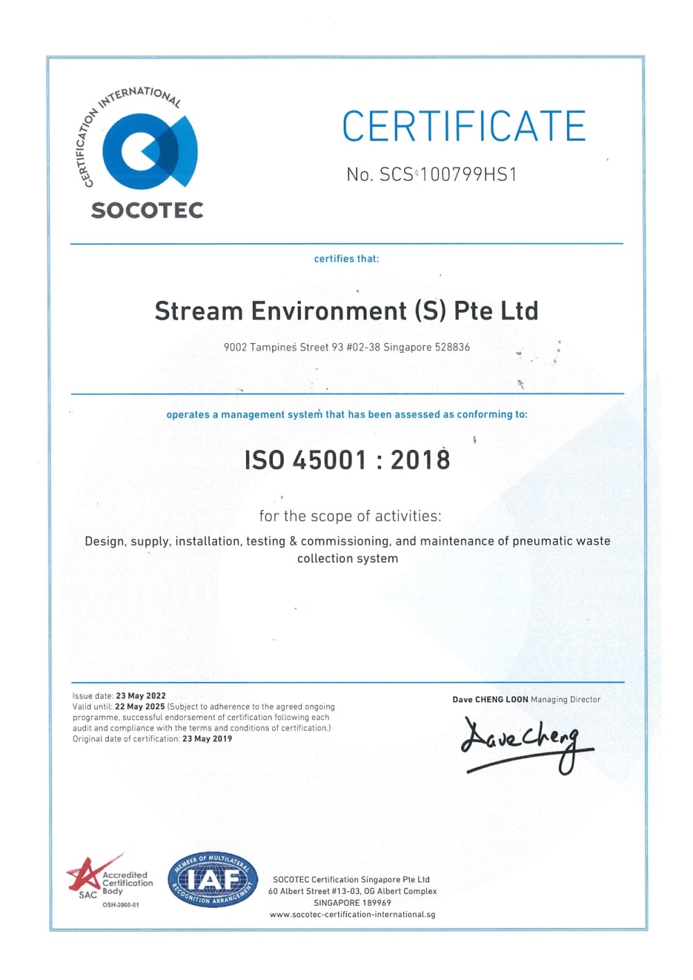 ISO Certificate 2022 | Stream Environment